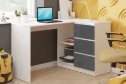 Biurko rogowe do pokoju w kilku kolorach połysk LARGO » Meble Arkadius