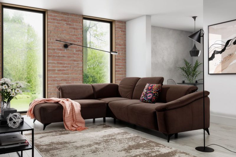 Narożnik czekoladowy z funkcją spania PORTIMAO » Meble Arkadius