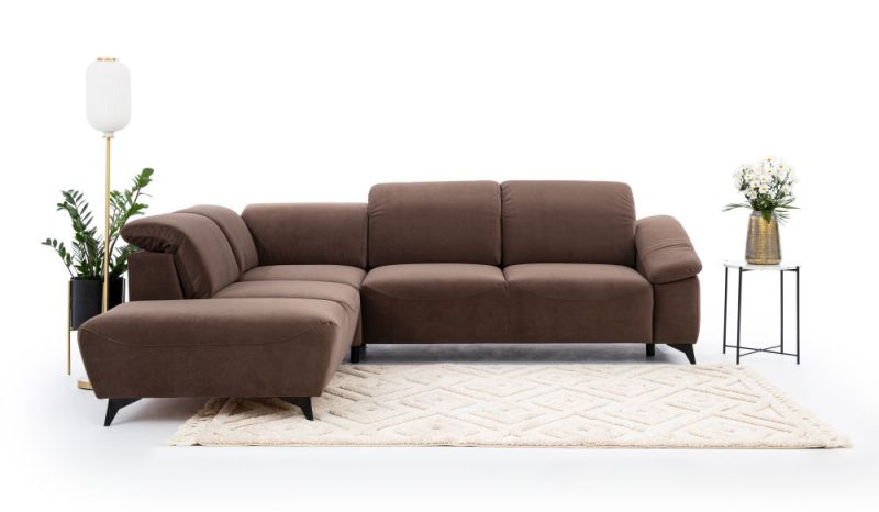 Narożnik czekoladowy z funkcją spania PORTIMAO » Meble Arkadius