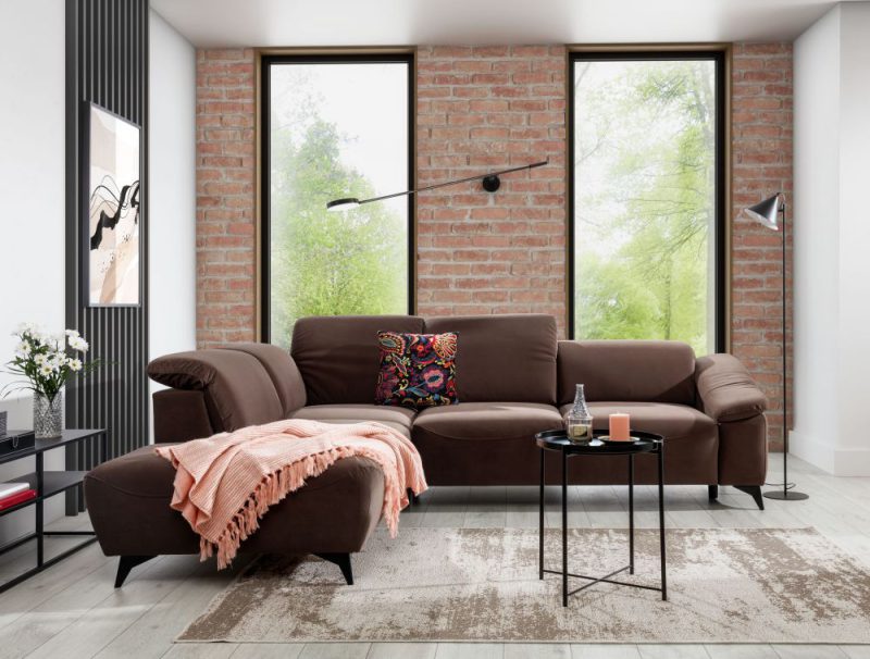 Narożnik czekoladowy z funkcją spania PORTIMAO » Meble Arkadius